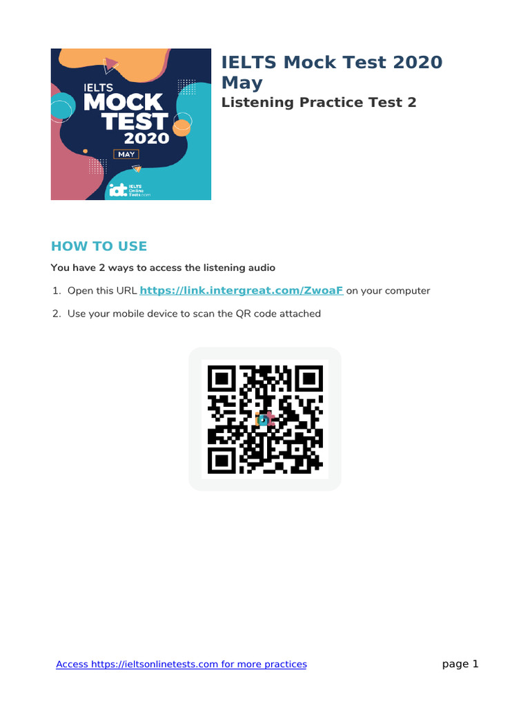 Ielts Mock Test 2020 May Listening Practice Test 2 v9 2617052 | PDF ...