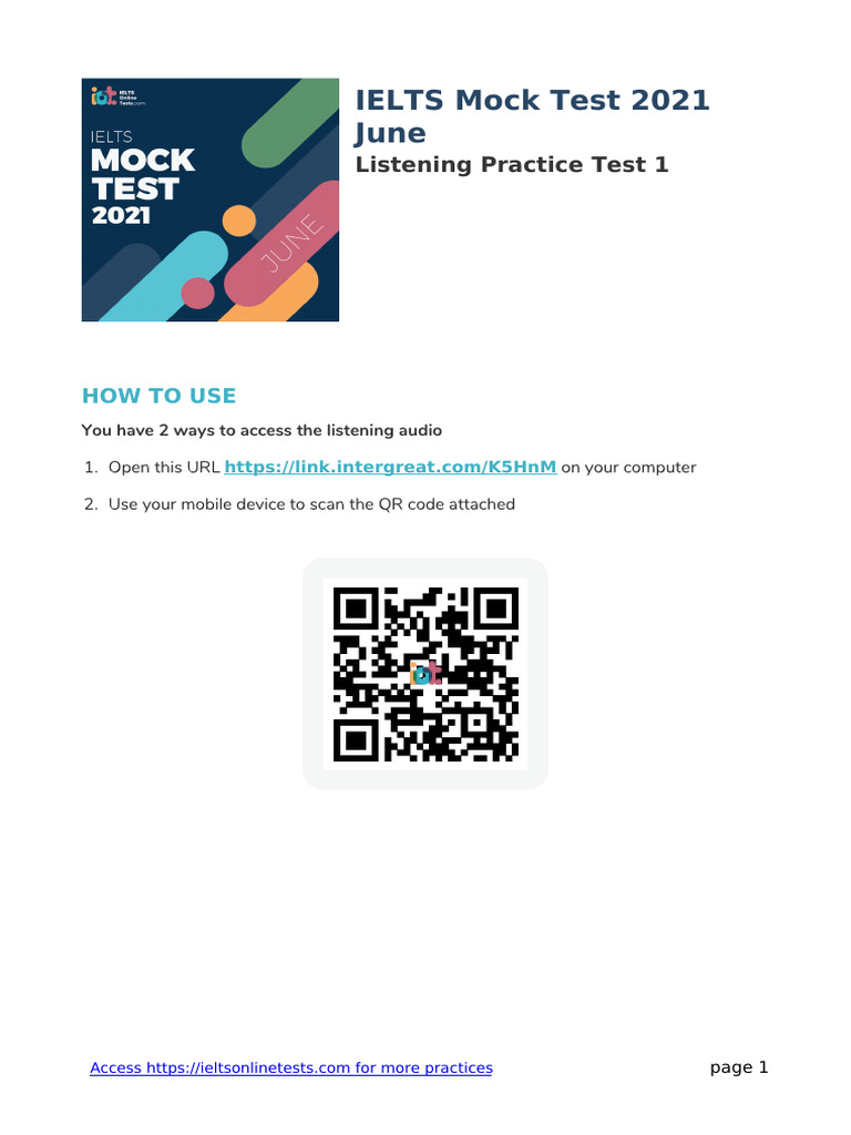 IELTS 2021 Listening Mock Test Guide | PDF | Language Acquisition ...