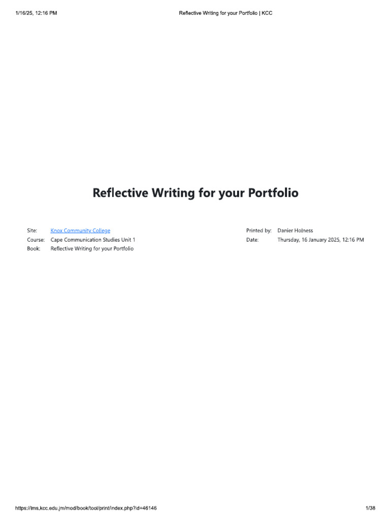 The Reflective Piece Section | PDF