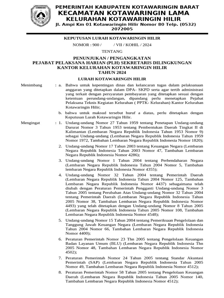 SK PLH SEKLUR 2024 | PDF