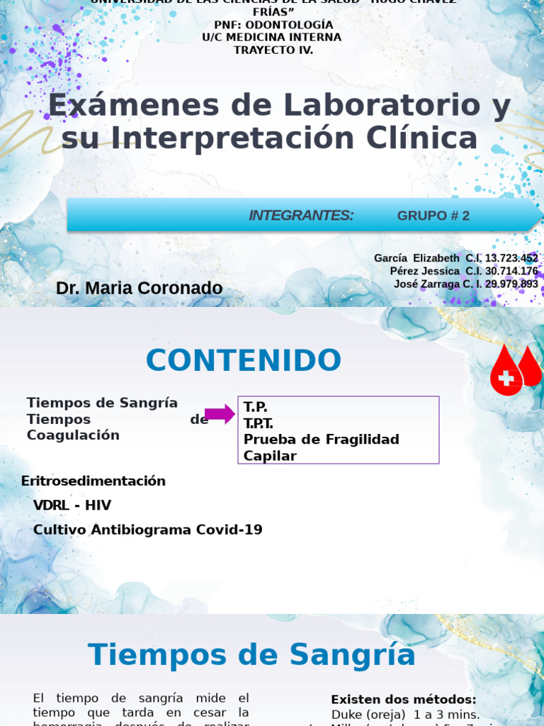 Exámenes de Laboratorio y su Interpretación Clínica | PDF | VIH | Coagulación