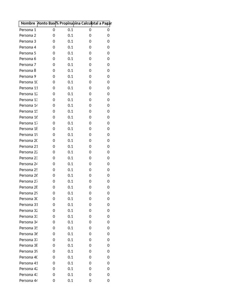 Hoja de Propinas | PDF