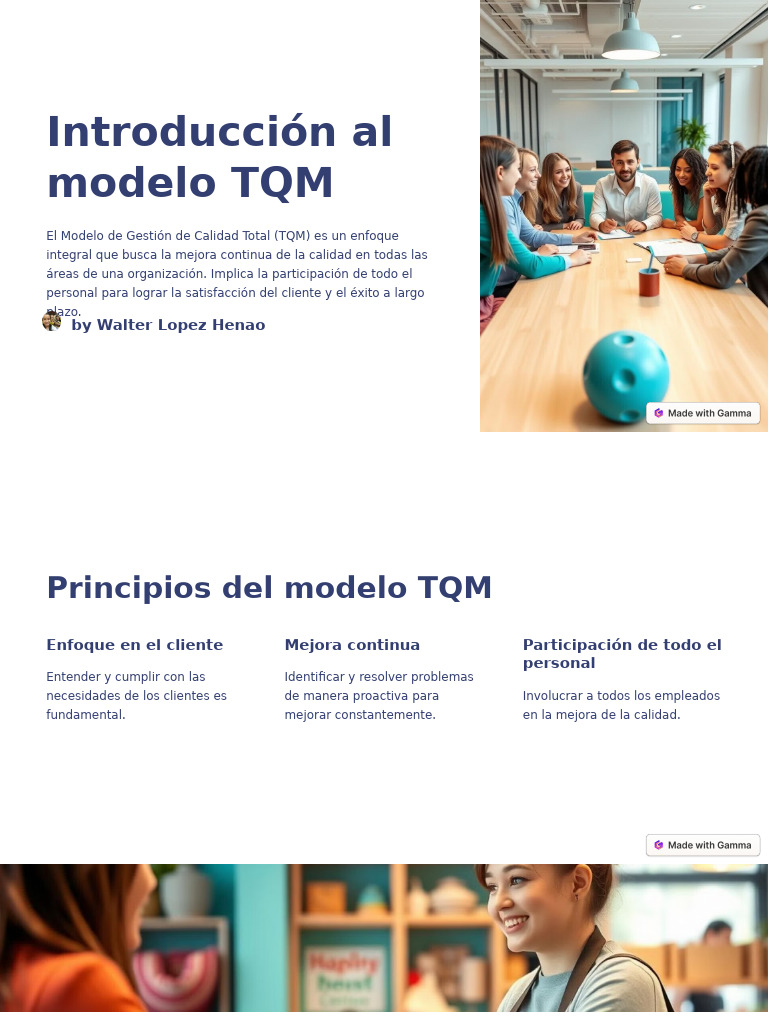 Introduccion Al Modelo TQM | PDF | Calidad (comercial) | Gestión de la ...