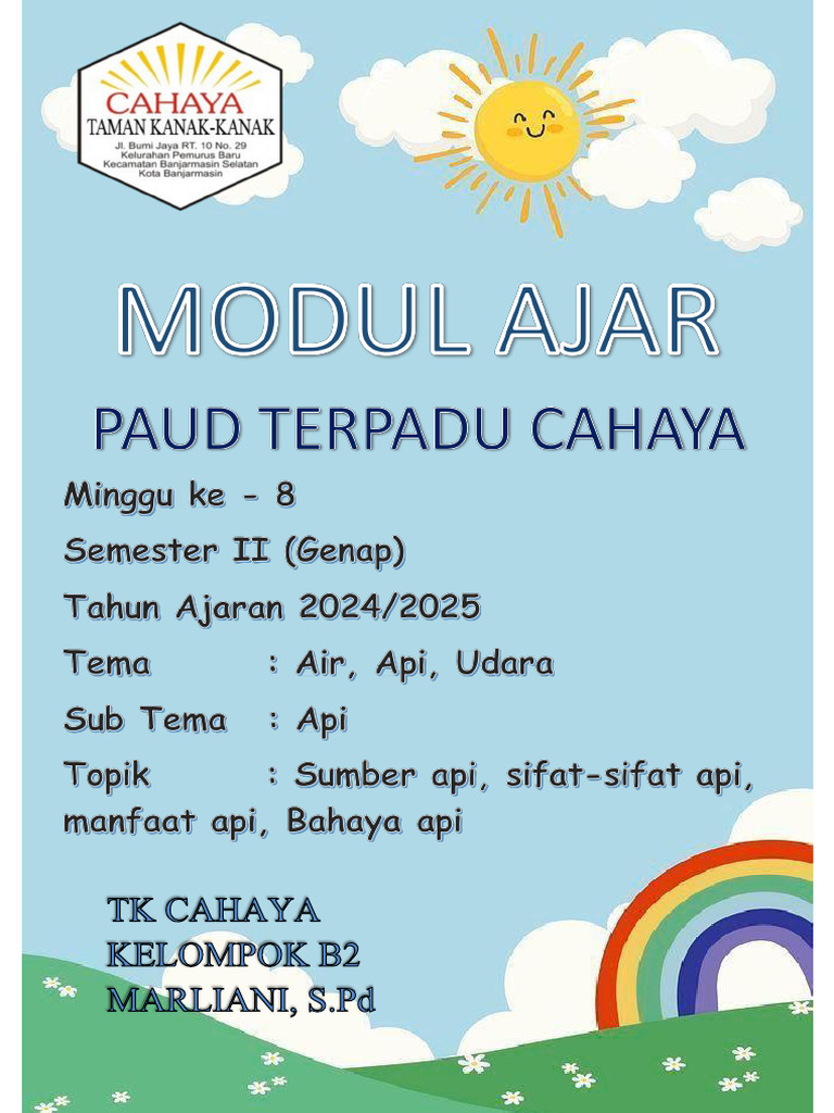 Modul Ajar Tema Air dan Api TK | PDF