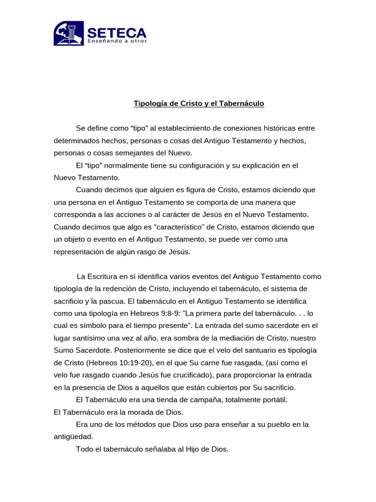 Tipologia de Cristo y El Tabernaculo | PDF | Tabernáculo | Cristo (título)