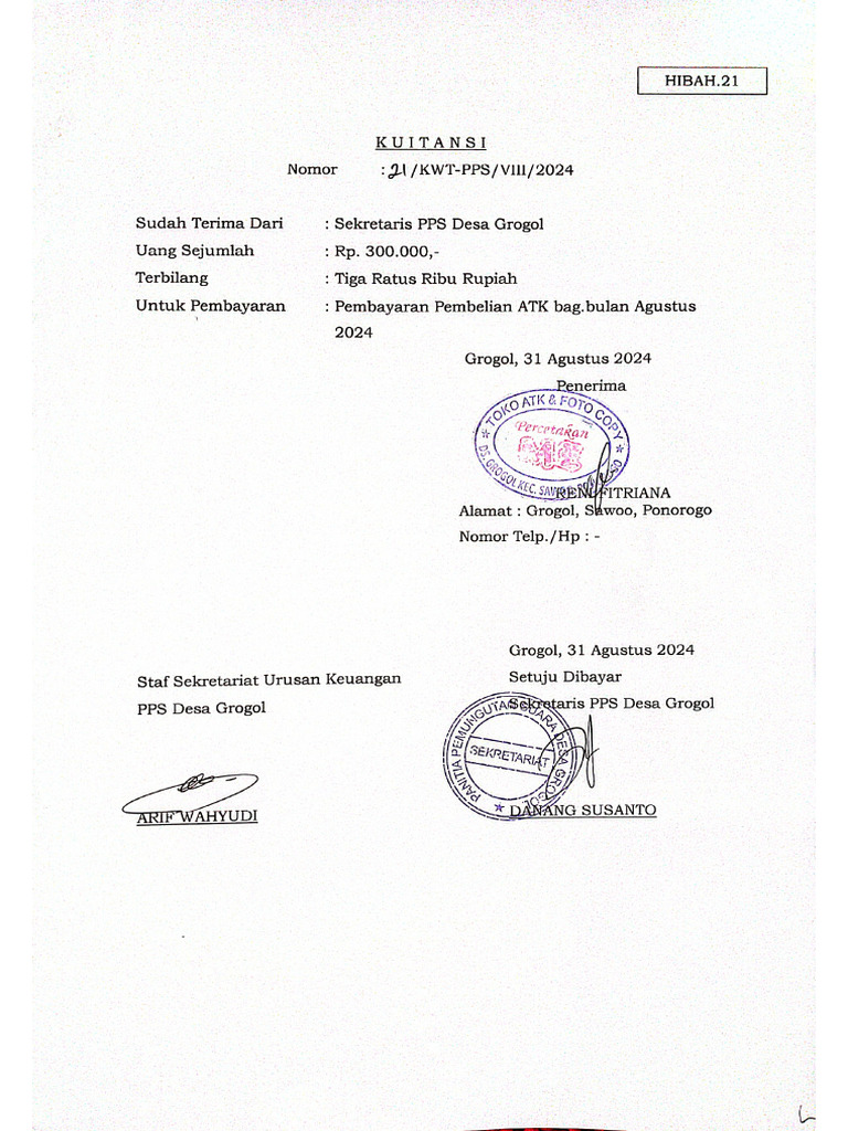 21, SPJ Pilbup - Grogol Sawoo - Agustus | PDF