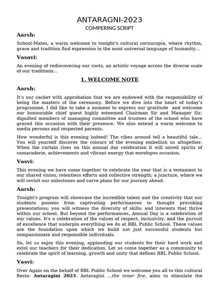 Antaragni-2023 Anchoring Script | PDF | Rama | Ramayana