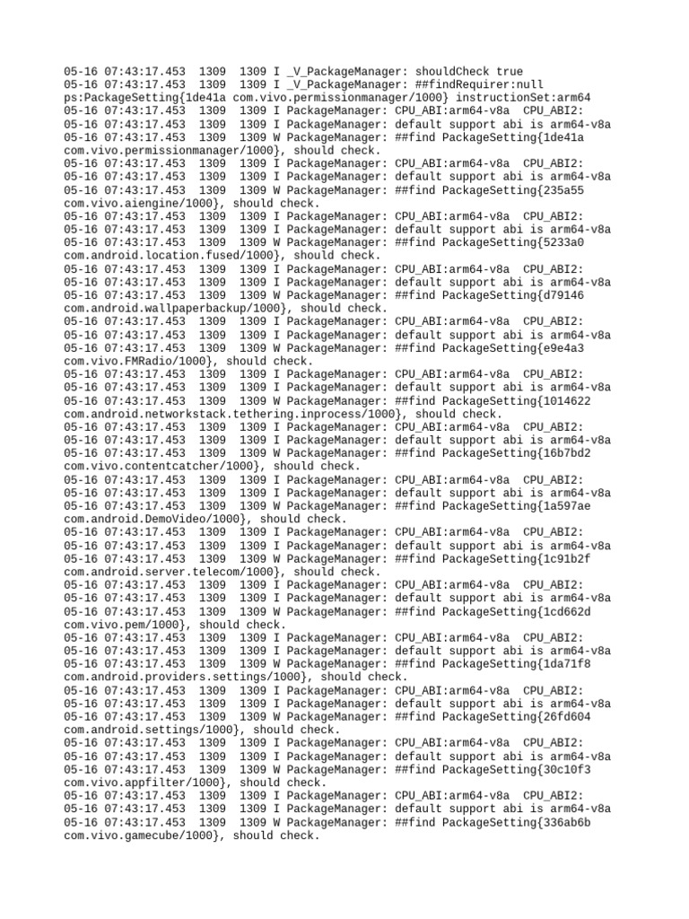 Vivo PackageManager Log Analysis | PDF | Computer Programming | System Software
