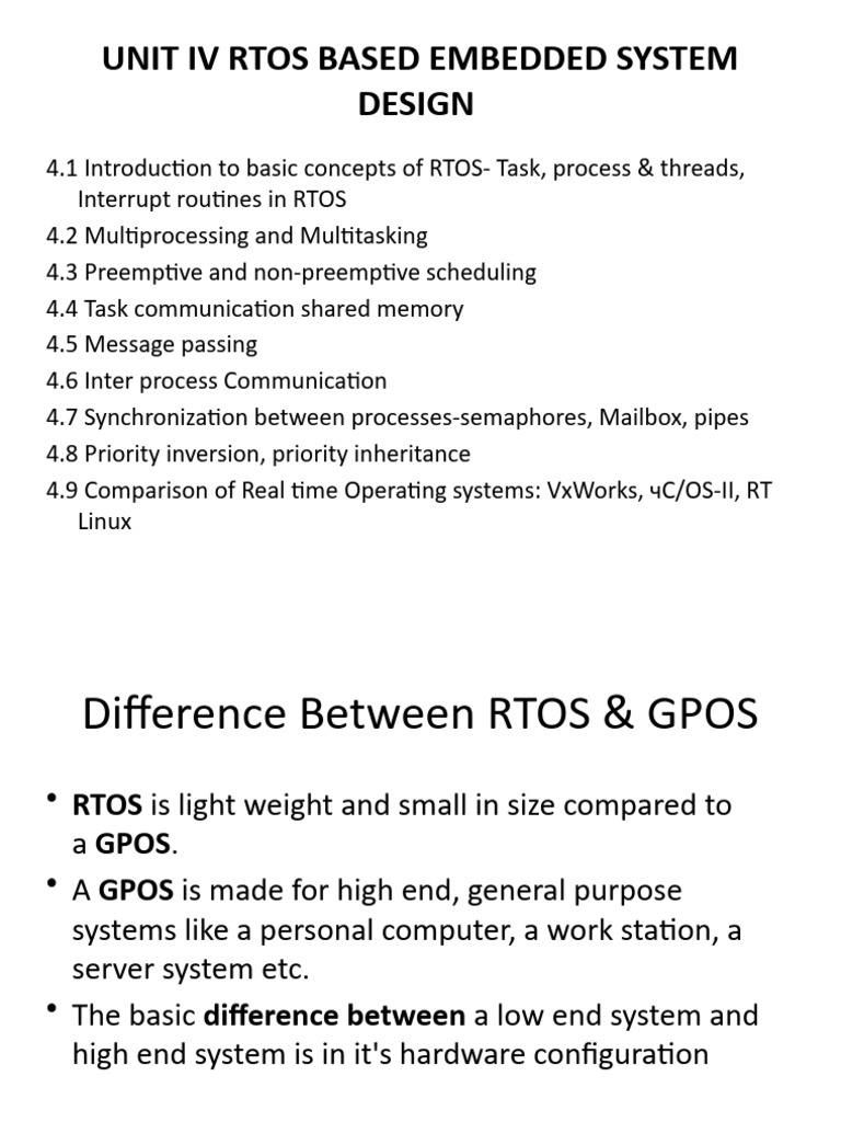 RTOS Based Embedded Design (Unit 4 Btech) | PDF | Process (Computing) | Operating System