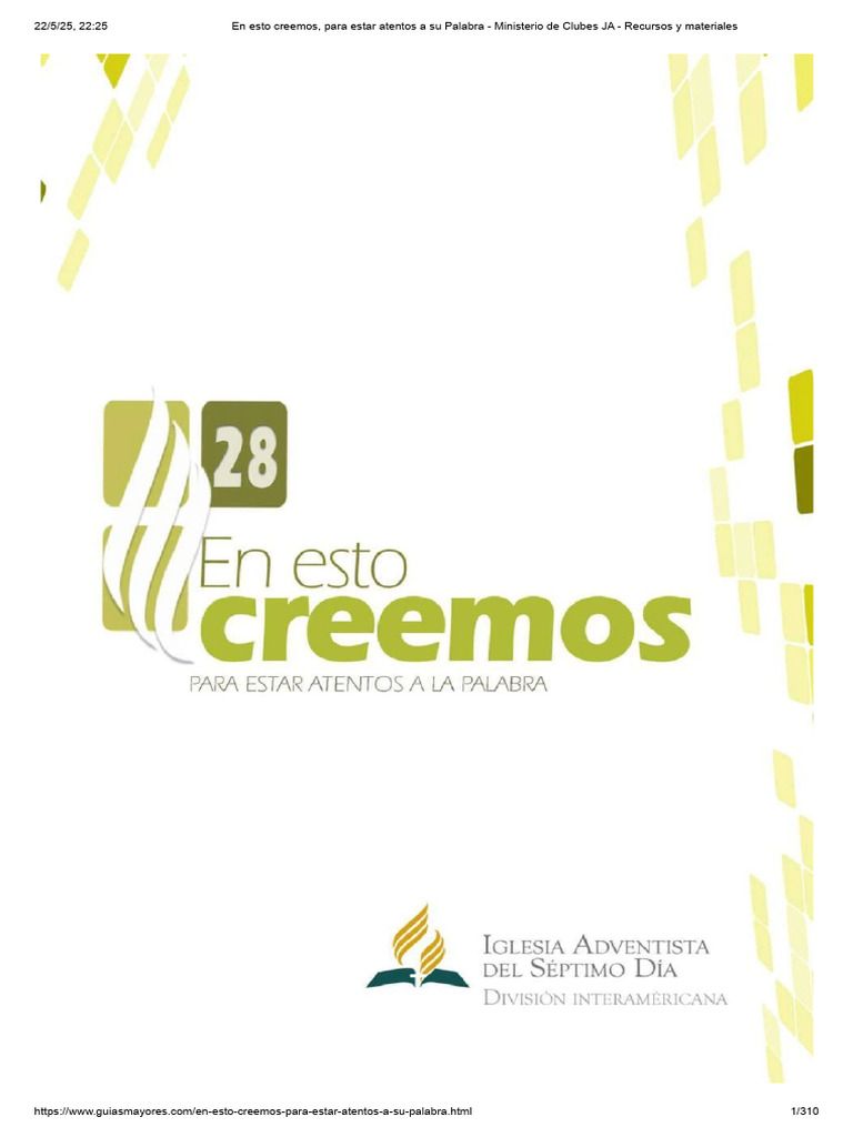 En Esto Creemos, para Estar Atentos A Su Palabra - Ministerio de Clubes JA - Recursos y ...