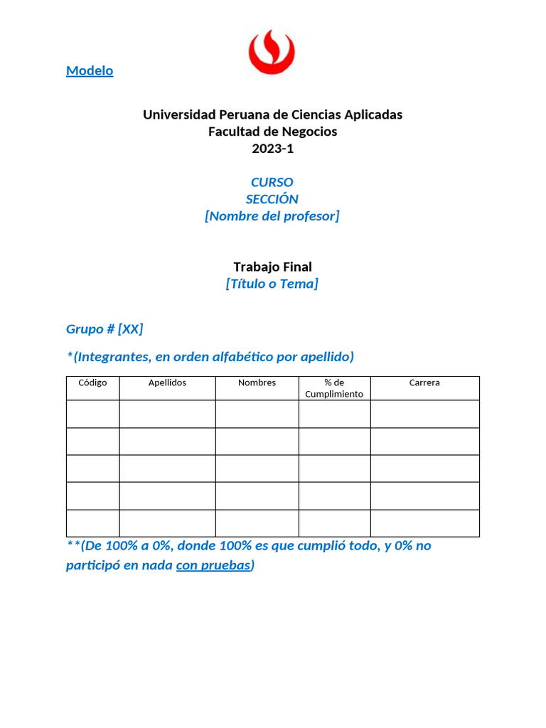 Modelo de Carátula TF | PDF
