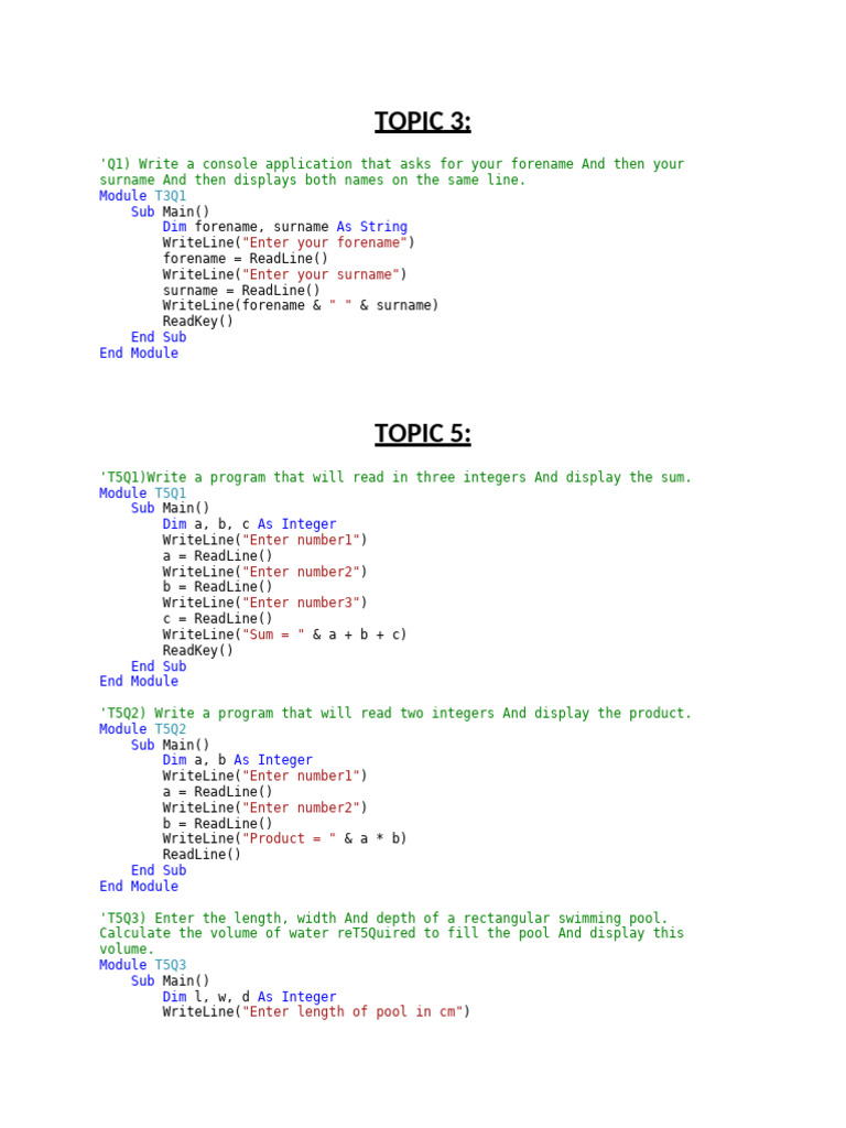 VB Cookbook: Console Applications Guide | PDF | Area | Fahrenheit