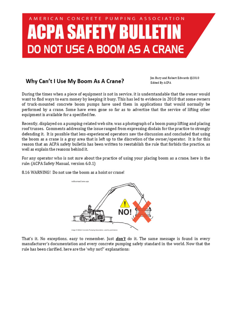 Safety Bulletin No Boom As Crane 1 | PDF | Crane (Machine) | Pump