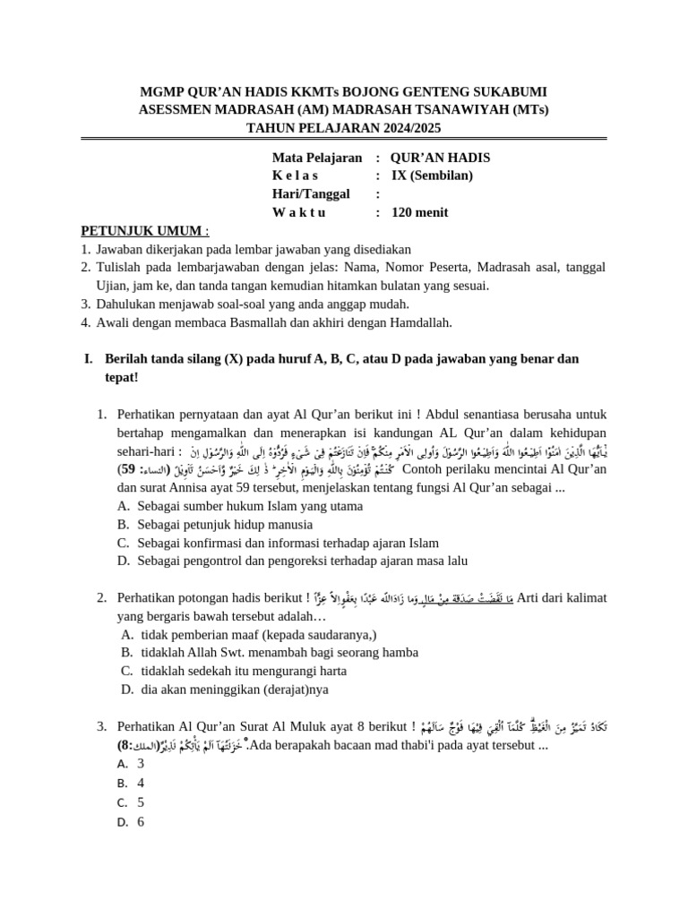 SOAL AM QH 2025 | PDF