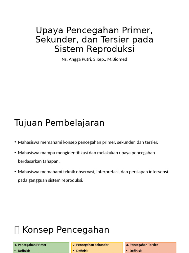 Upaya Pencegahan Primer, Sekunder, dan Tersier | PDF