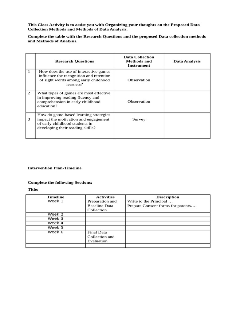 Data Collection and Data Analysis Activity | PDF | Methodology ...