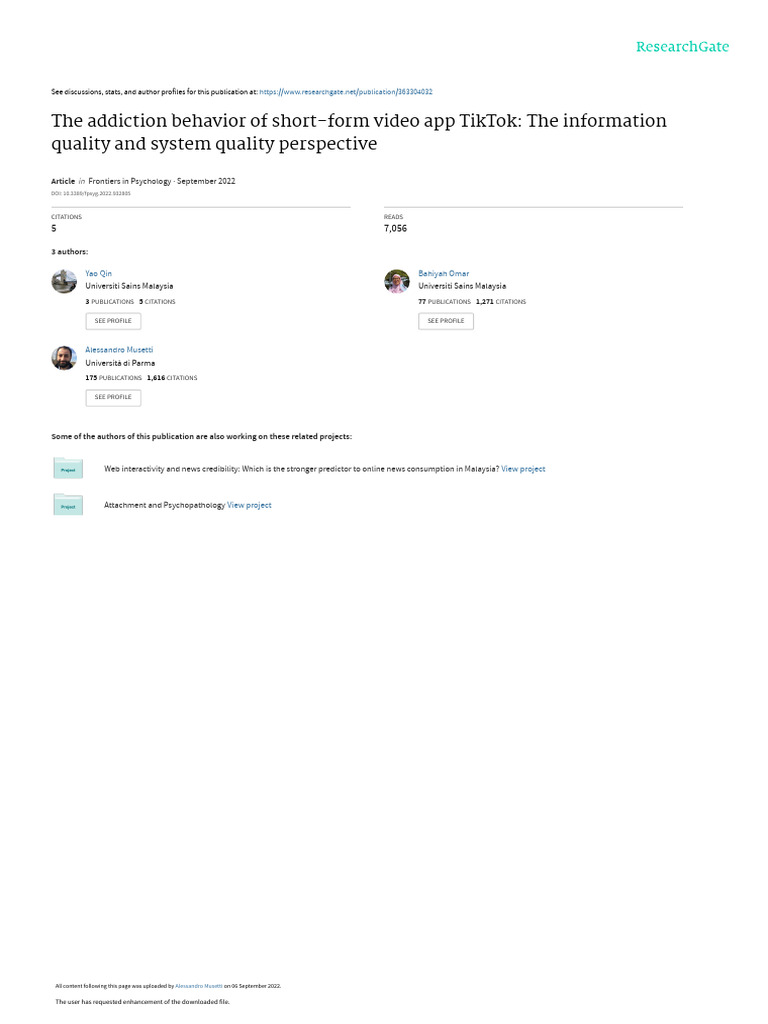 Addiction Behavior Tiktok | PDF | Emotions | Survey Methodology