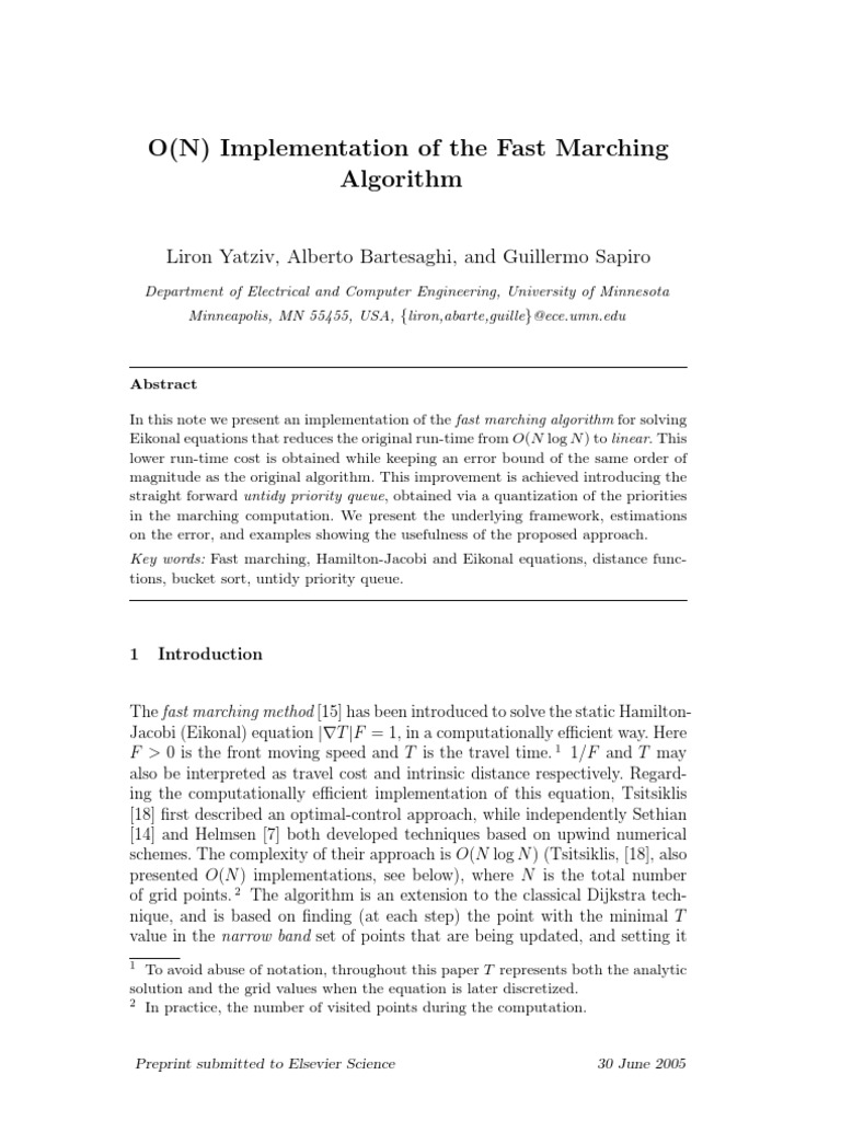 O (N) Implementation of The Fast Marching Algorithm: Liron Yatziv ...