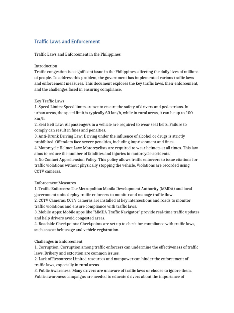 Philippines Traffic Laws Overview | PDF | Traffic | Speed Limit