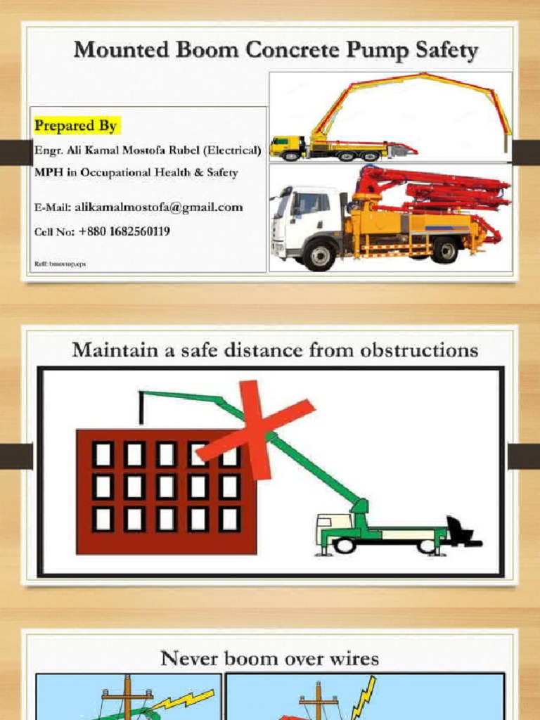 Mounted Boom Concrete Pump Safety Presentation | PDF