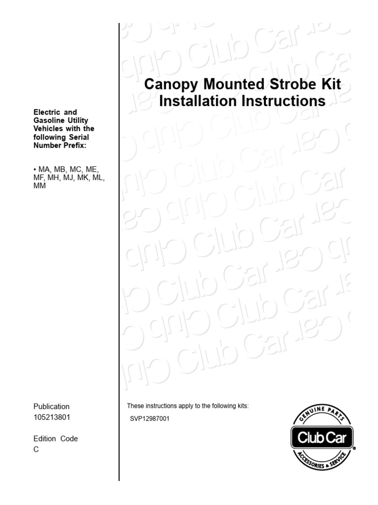 Kit Instruction, Canopy Mounted Strobe | PDF | Electrical Connector | Drill