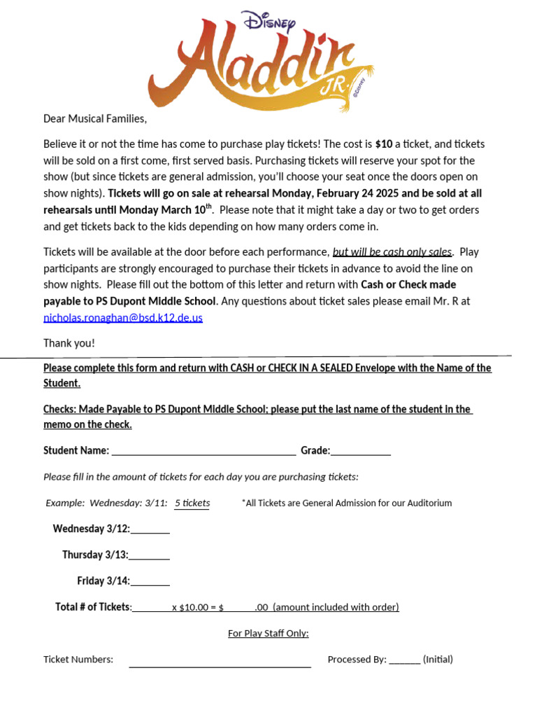 Concert Ticket Order Form | PDF