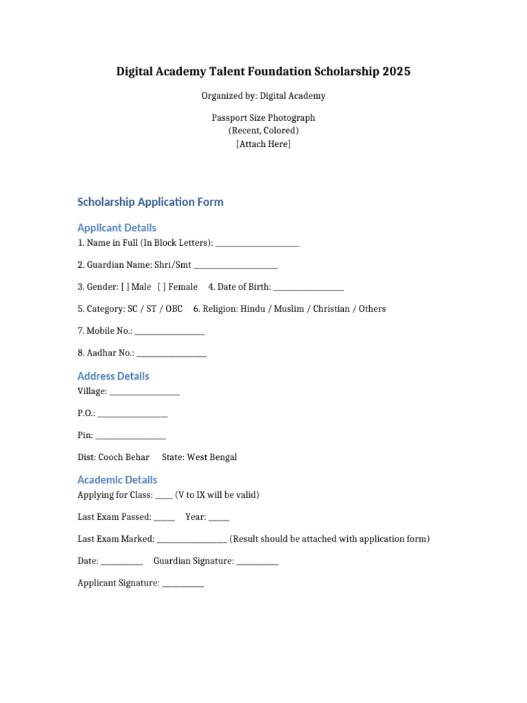 Scholarship Application Form Updated | PDF
