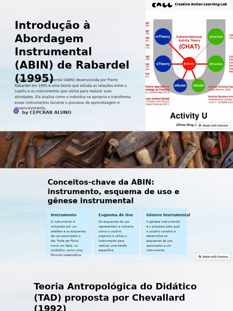 Introducao A Abordagem Instrumental ABIN de Rabardel 1995 | PDF | Matemática | Aprendizado
