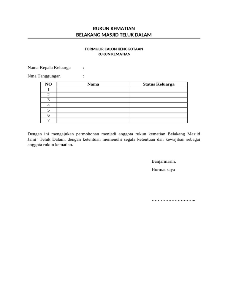 Formulir Anggota | PDF