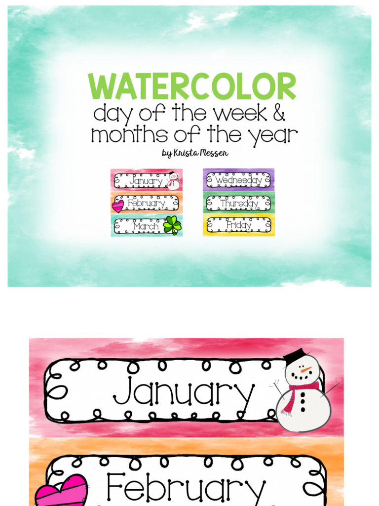 Watercolor Days & Months Guide | PDF