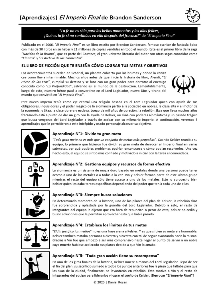 Aprendizajes de Kelsier en El Imperio Final | PDF
