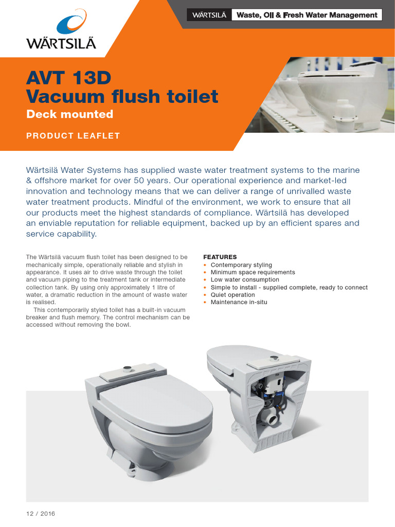 Wärtsilä Vacuum Flush Toilet Overview | PDF | Toilet | Valve