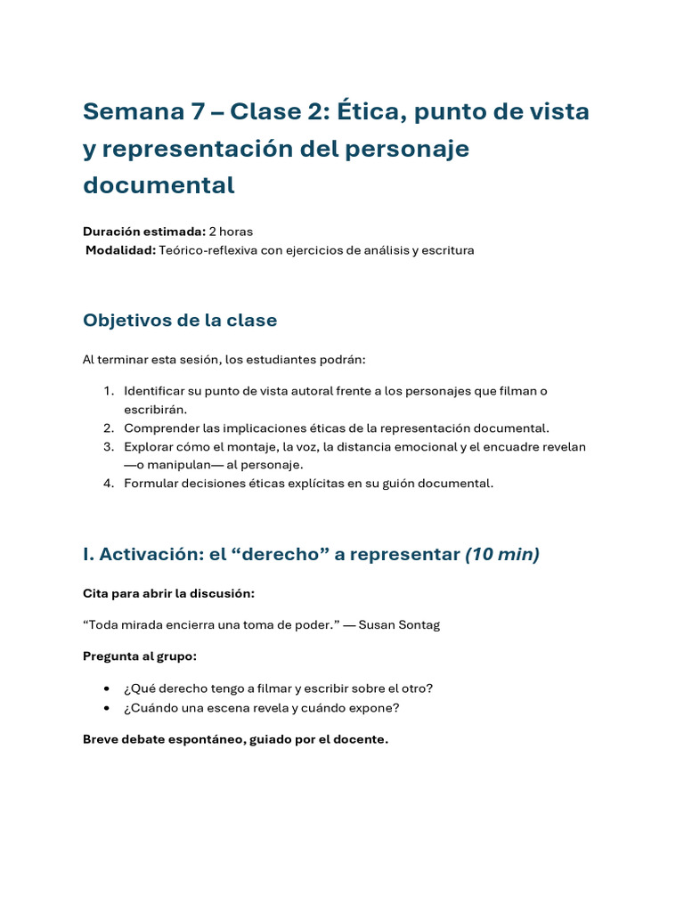 2. Ética, Punto de Vista y Representación Del Personaje Documental ...