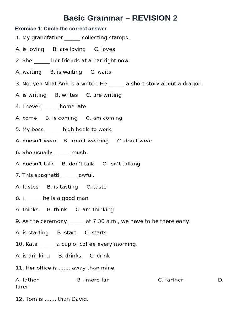 Basic Grammar - REVISION 2 | PDF | Linguistic Morphology | Syntax