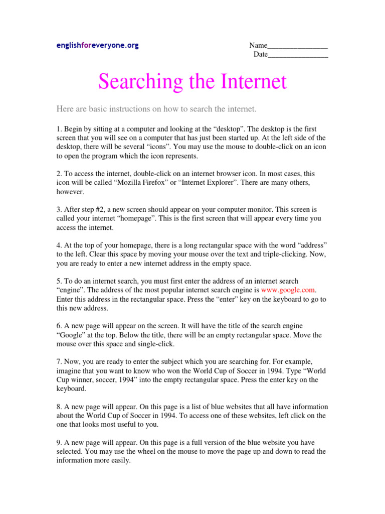 Internet Search Basics Guide | PDF