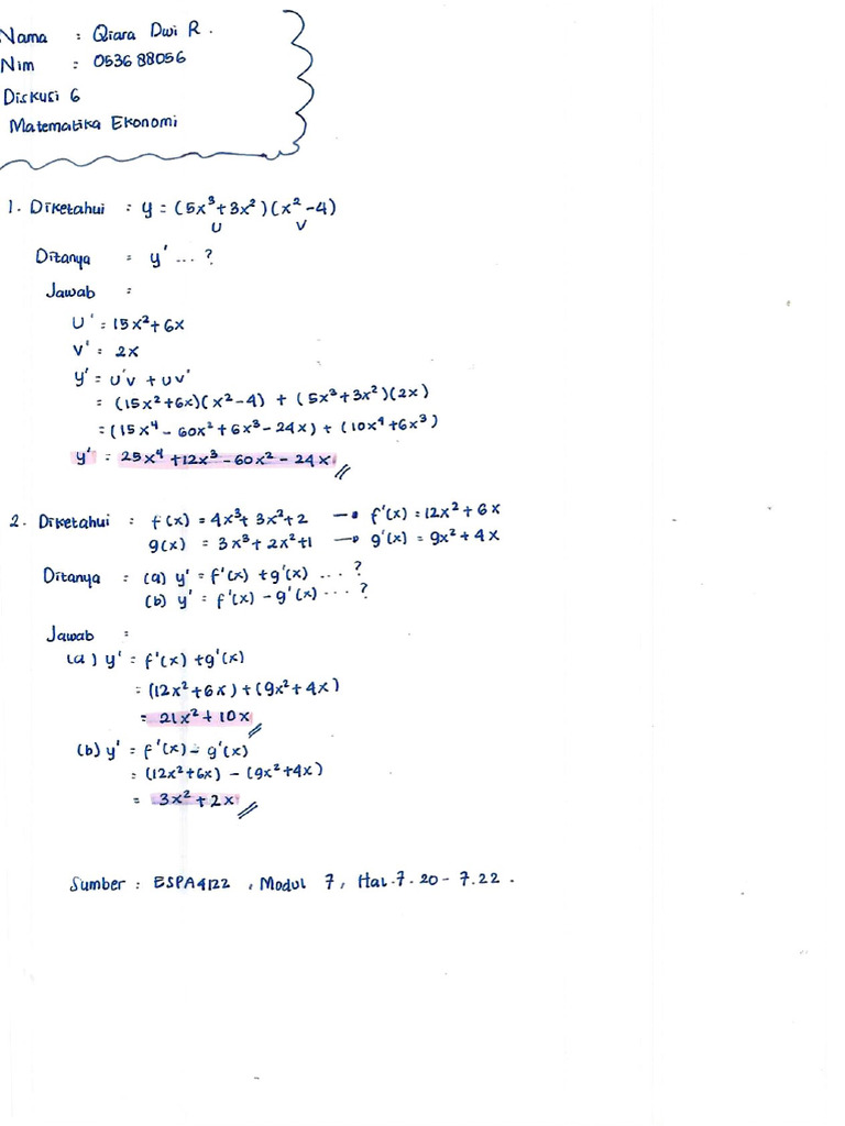 Diskusi 6 Matematika Ekonomi Qiara | PDF
