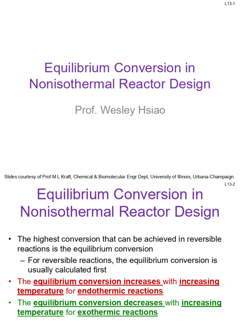 Lec13T_Equilibrium conversion | PDF | Chemical Equilibrium | Chemical ...