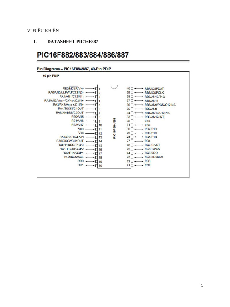 Vi điều khiển - ME3007 - PIC16F887 | PDF