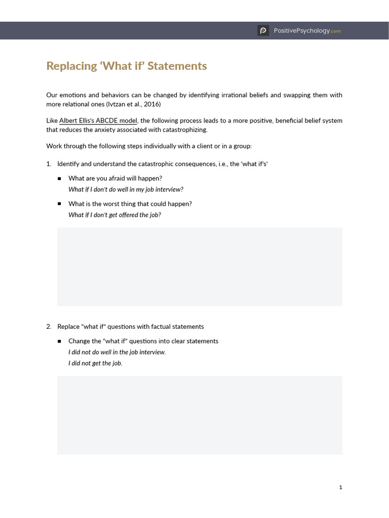 Replacing What If' Statements | PDF | Job Interview | Psychological ...