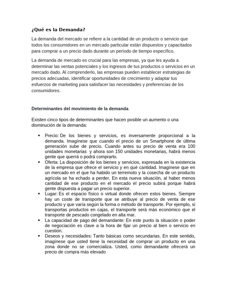 Entendiendo la Demanda en el Mercado | PDF | Oferta y demanda | Demanda
