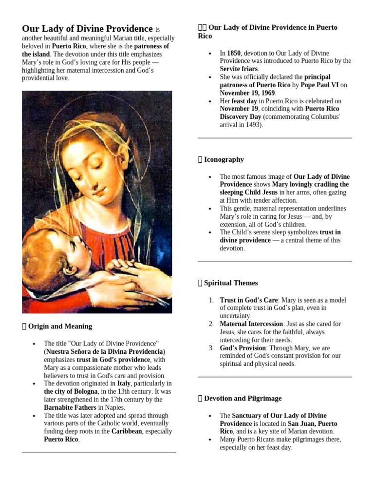 Our Lady of Divine Providence in Puerto Rico | PDF | Mary, Mother Of ...