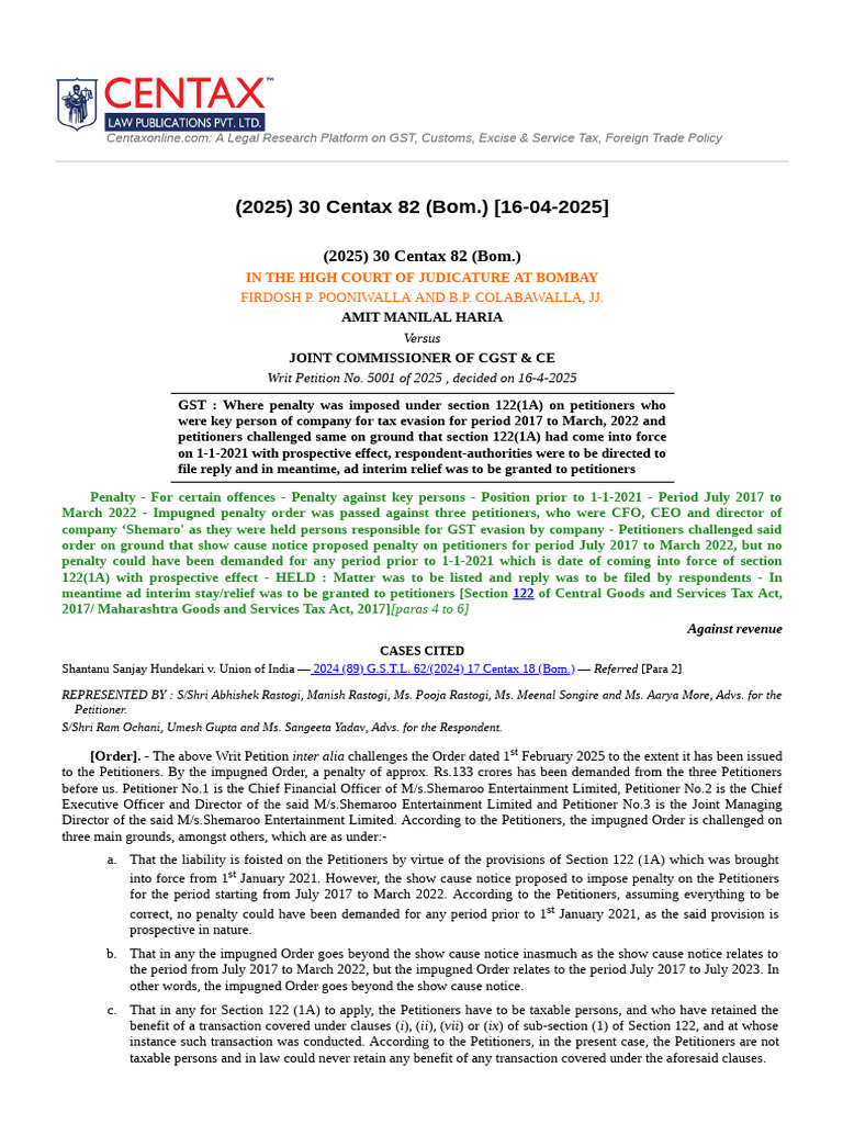 2025 05 13T00 00 Case Law 2025 30 Centax 82 Bom 16 04 2025 | PDF ...