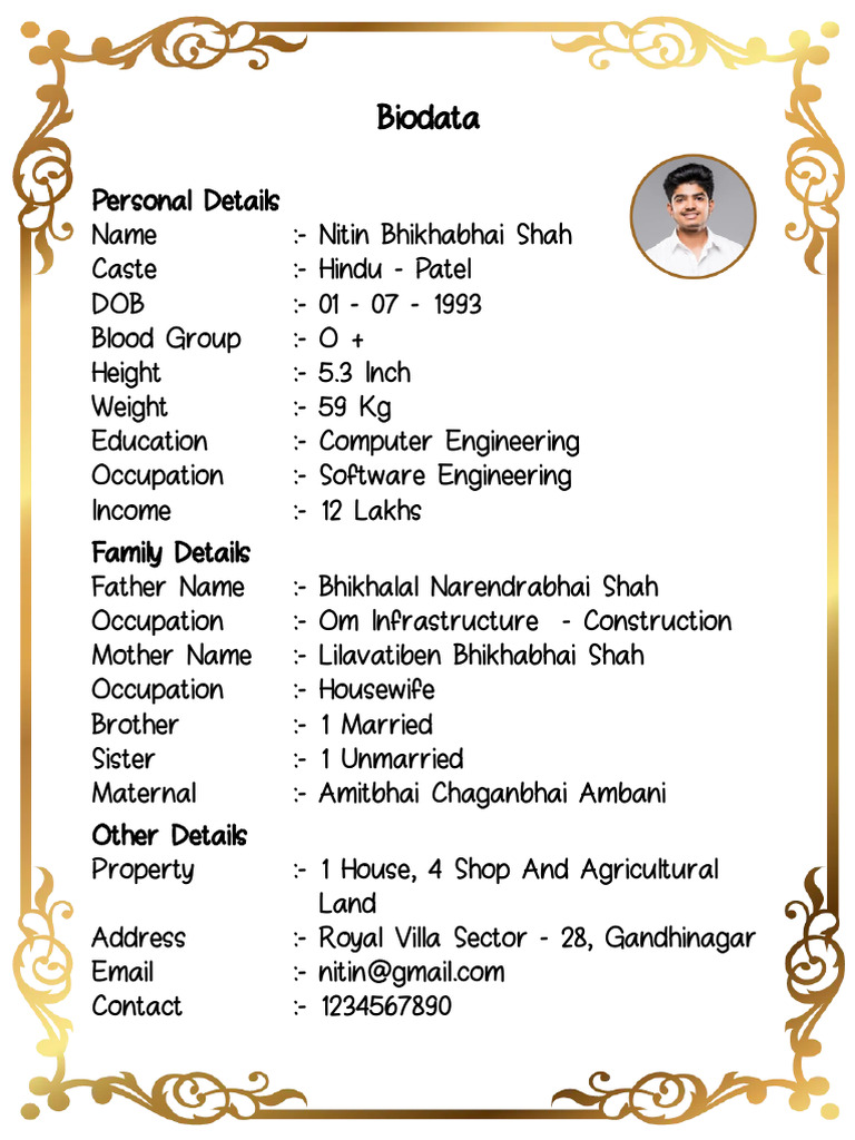 Nitin Shah's Personal and Family Biodata | PDF