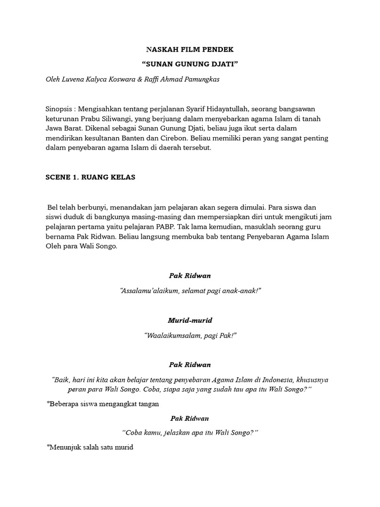 Naskah Film Pendek Sunan Gunung Djati | PDF