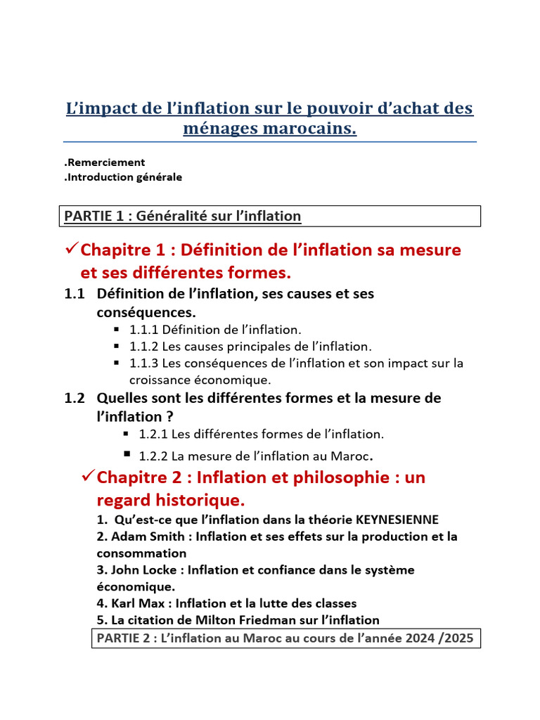 Impact de l'inflation sur le pouvoir d'achat | PDF