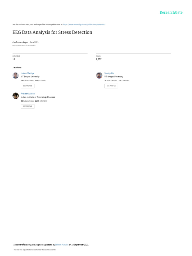 29 - (2021) - EEG Data Analysis For Stress Detection | PDF | Electroencephalography | Support ...