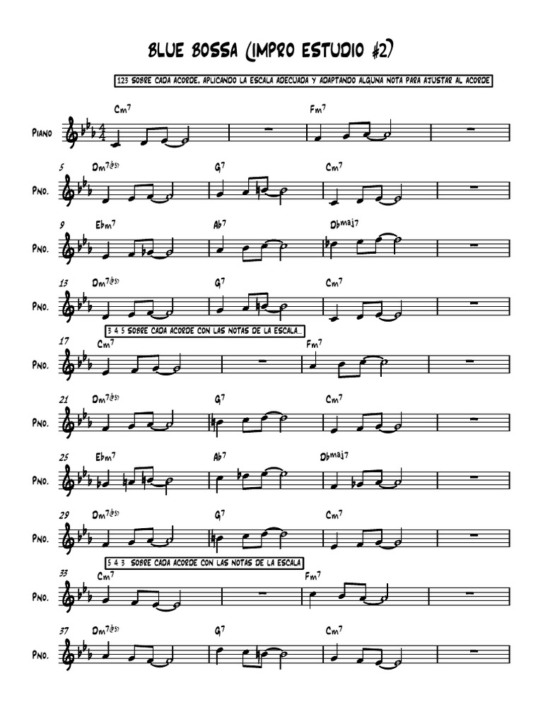 BLUE BOSSA ESTUDIO#2 - C Clave de Sol | PDF
