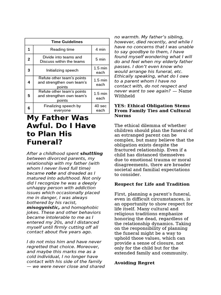 Awful Father Funeral - Debate | PDF | Psychology | Behavioural Sciences