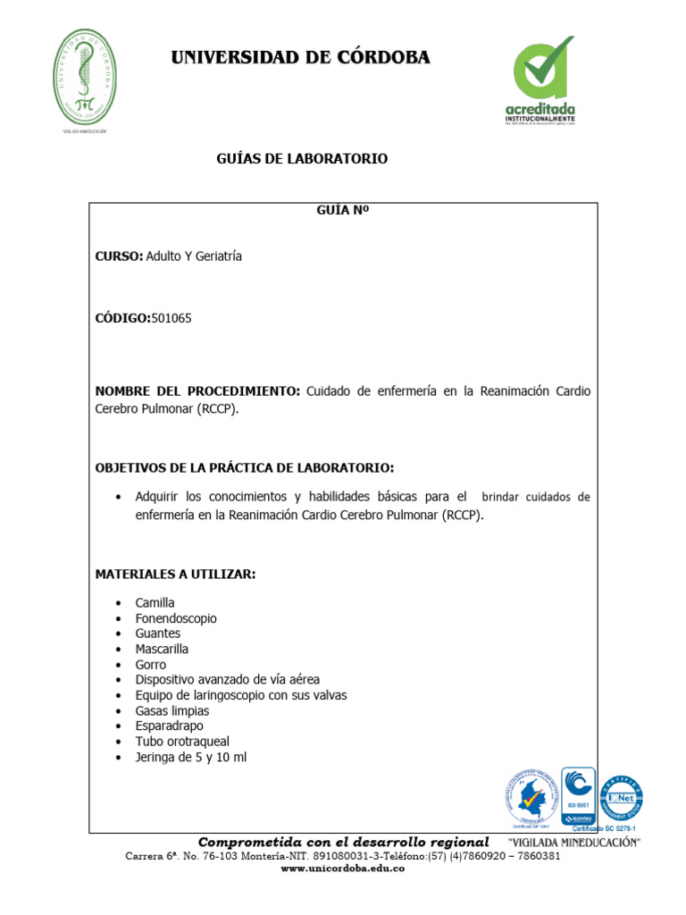 Guía RCCP | PDF | Laboratorios | Cuidado de la salud