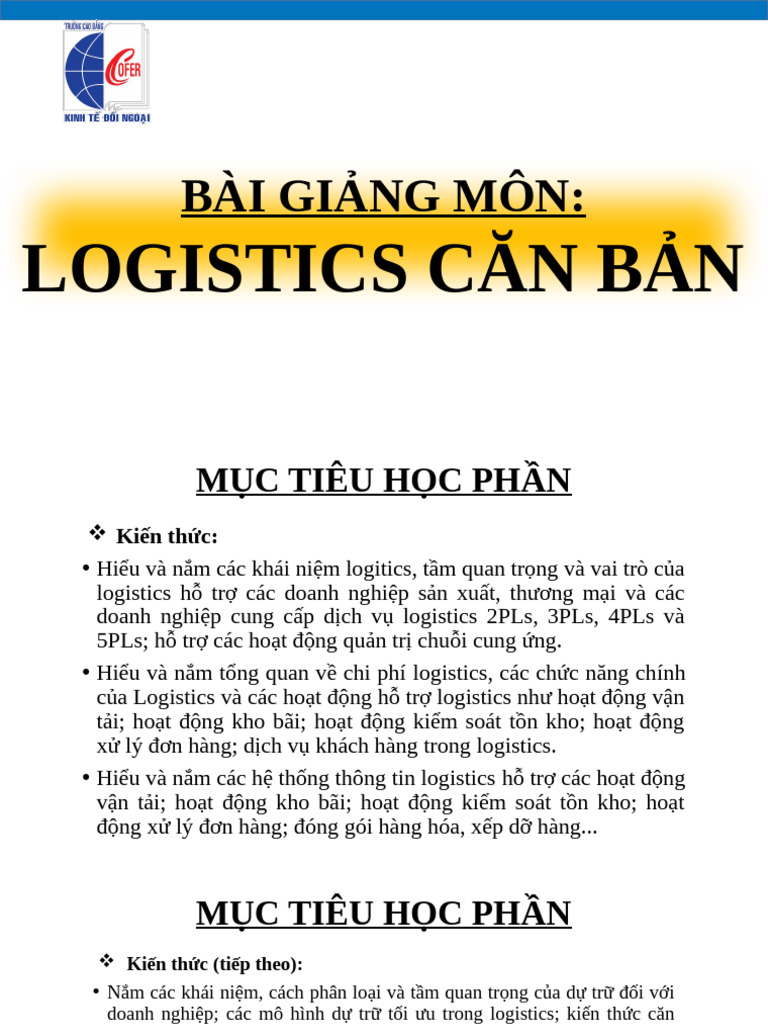 Slides Logistics - C1 New | PDF